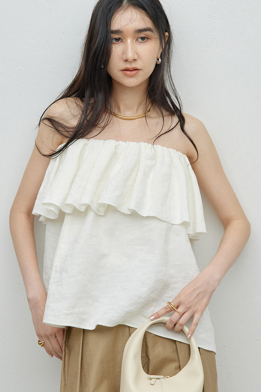 GALLARDAGALANTE(ガリャルダガランテ)｜【予約販売】ベアカットオフブラウス/ホワイト の通販｜ELLESHOP・(エル・ショップ)
