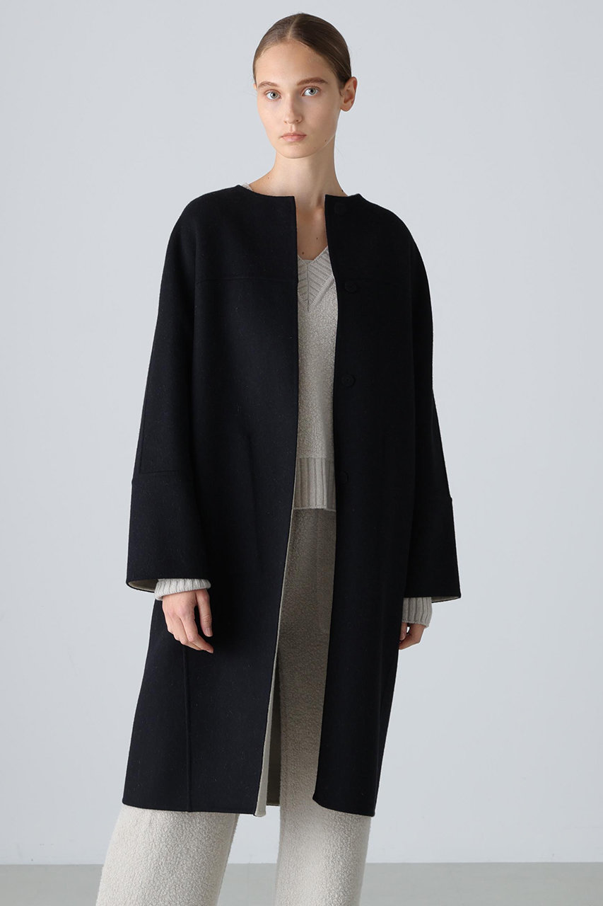 ADORE(アドーア)｜◇Ca混2TONEリバーコクーンコート/ブラック