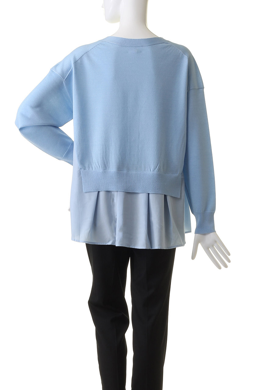 LANVIN en Bleu(ランバン オン ブルー)｜Vネックコンビカーディガン/グレー の通販｜ELLESHOP・(エル・ショップ)