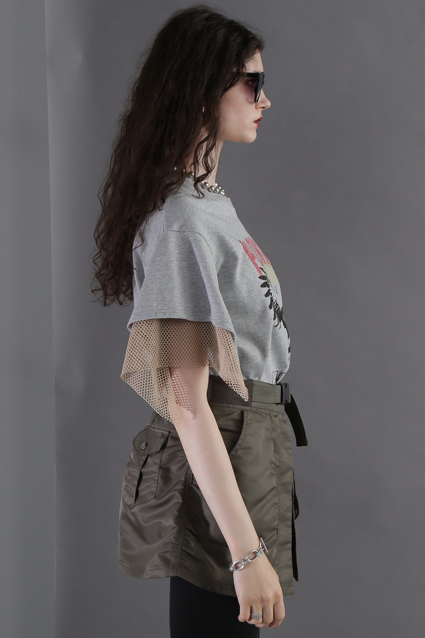 ROSE BUD(ローズバッド)｜【予約販売】メッシュレイヤード スリーブ Tシャツ/グレー の通販｜ELLESHOP・(エル・ショップ)