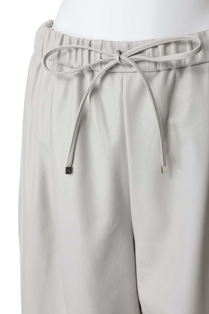 ebure(エブール)｜ソフトレザー ドロストワイドパンツ/ライトグレー の