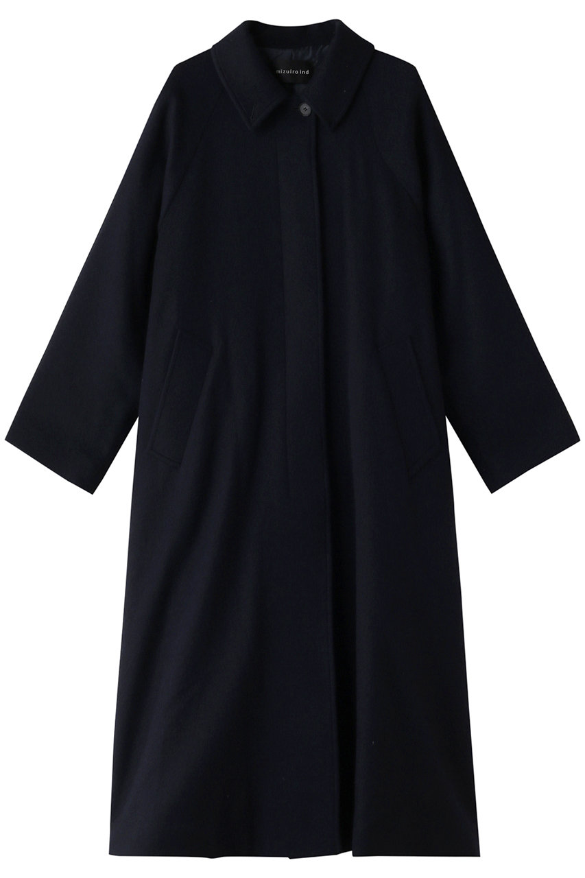 mizuiro ind(ミズイロインド)｜wool blend balmacaan coat コート/navy の通販｜ELLESHOP ...
