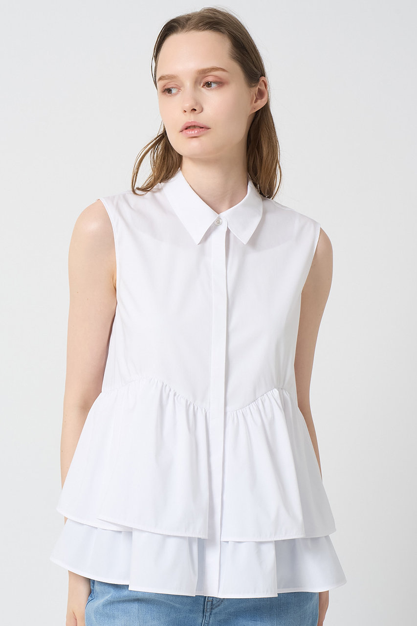 ANAYI(アナイ)｜タフタフリルペプラムシャツ/ホワイト の通販