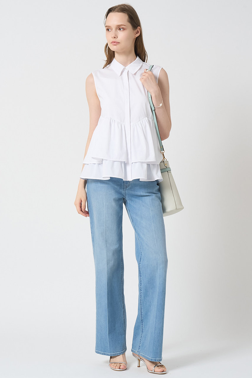 ANAYI(アナイ)｜タフタフリルペプラムシャツ/ホワイト の通販