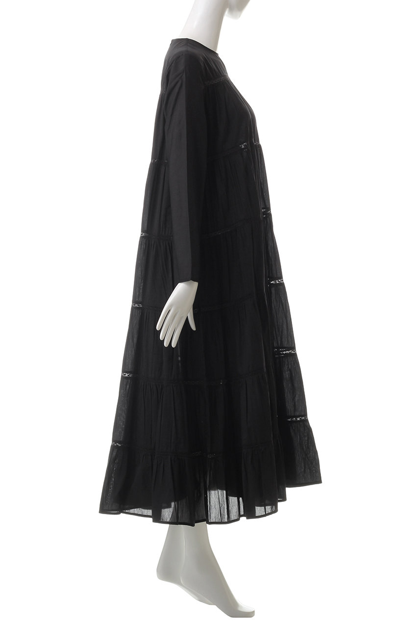 Merlette(マーレット)｜MAIDA コットンシルク ティアードマキシドレス/ブラック の通販｜ELLESHOP・(エル・ショップ)
