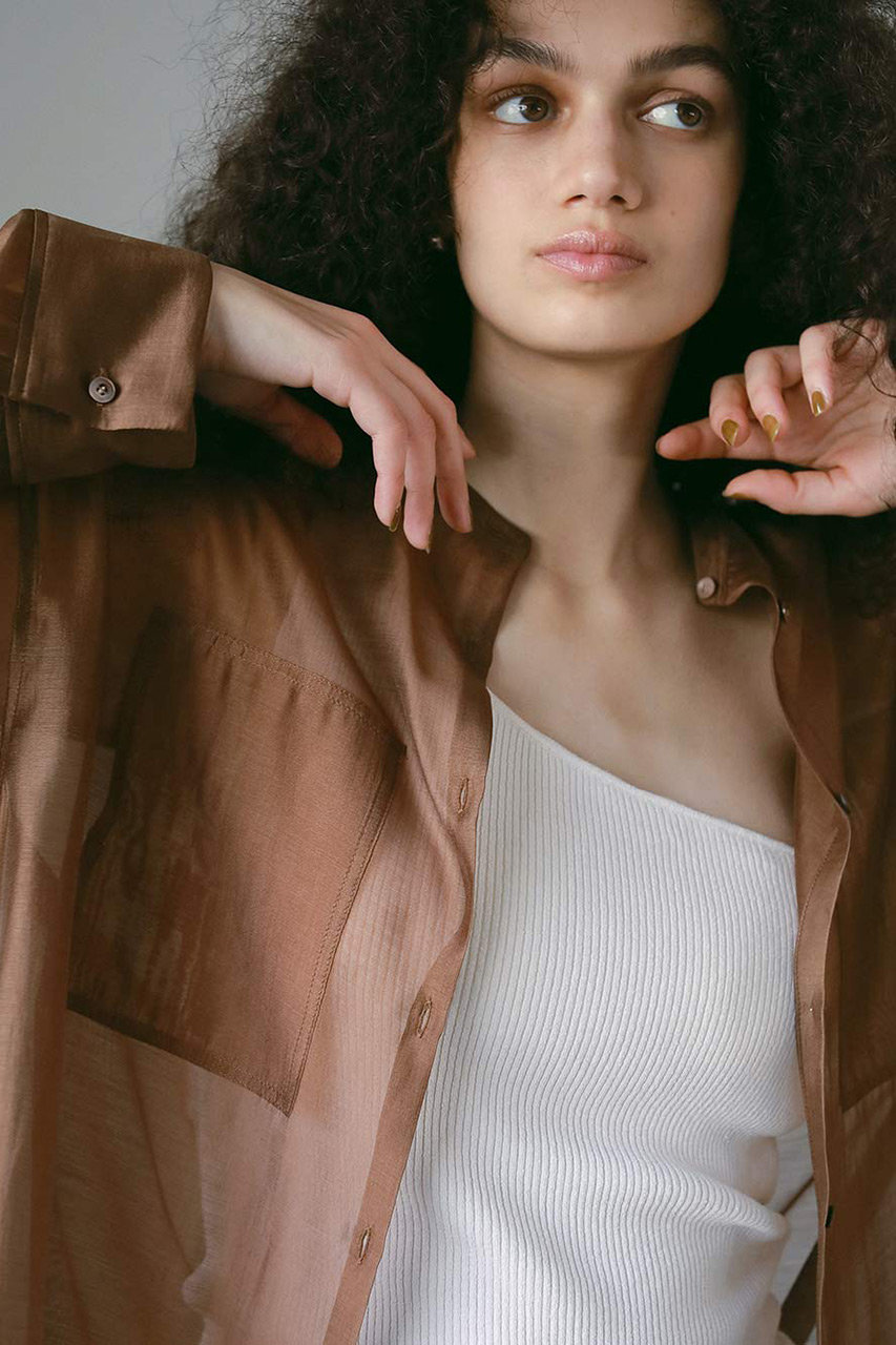 HER.(ハー)｜【4/3 12:00販売開始】オーガンジーシャツ/ブラウン(WEB限定) の通販｜ELLESHOP・(エル・ショップ)